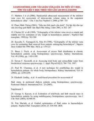 Thanh phan co the trong viec xac dinh trong luong kho o benh nhan chay ...