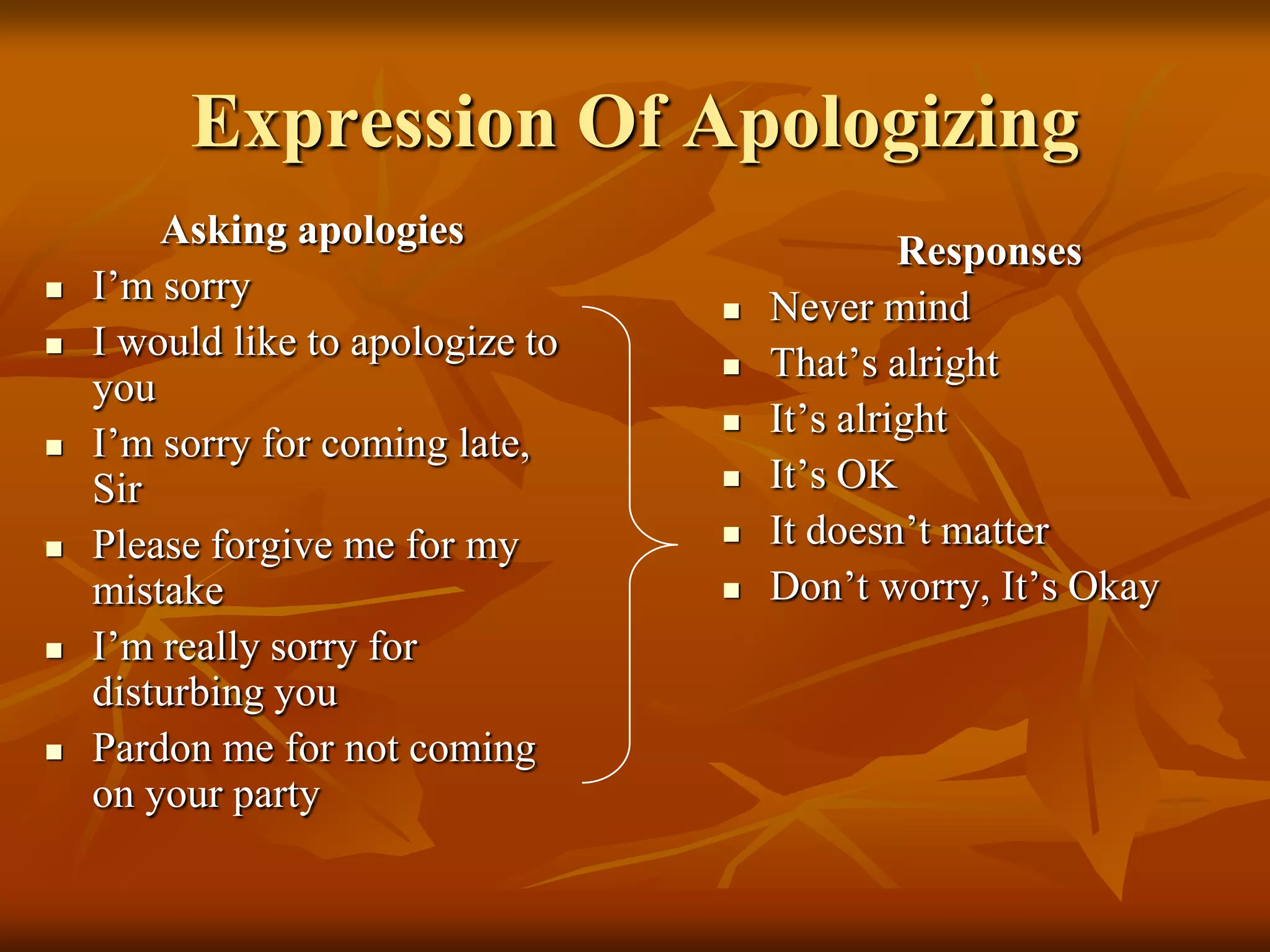 Thanking and apologizing expression | PDF