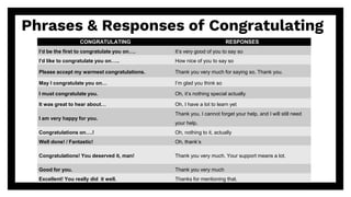 Thanking, Complementing, and Congratulating - English for Interpersonal ...