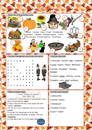 Thanksgiving vocabulary-exercises-fun-activities-games-oneonone ...