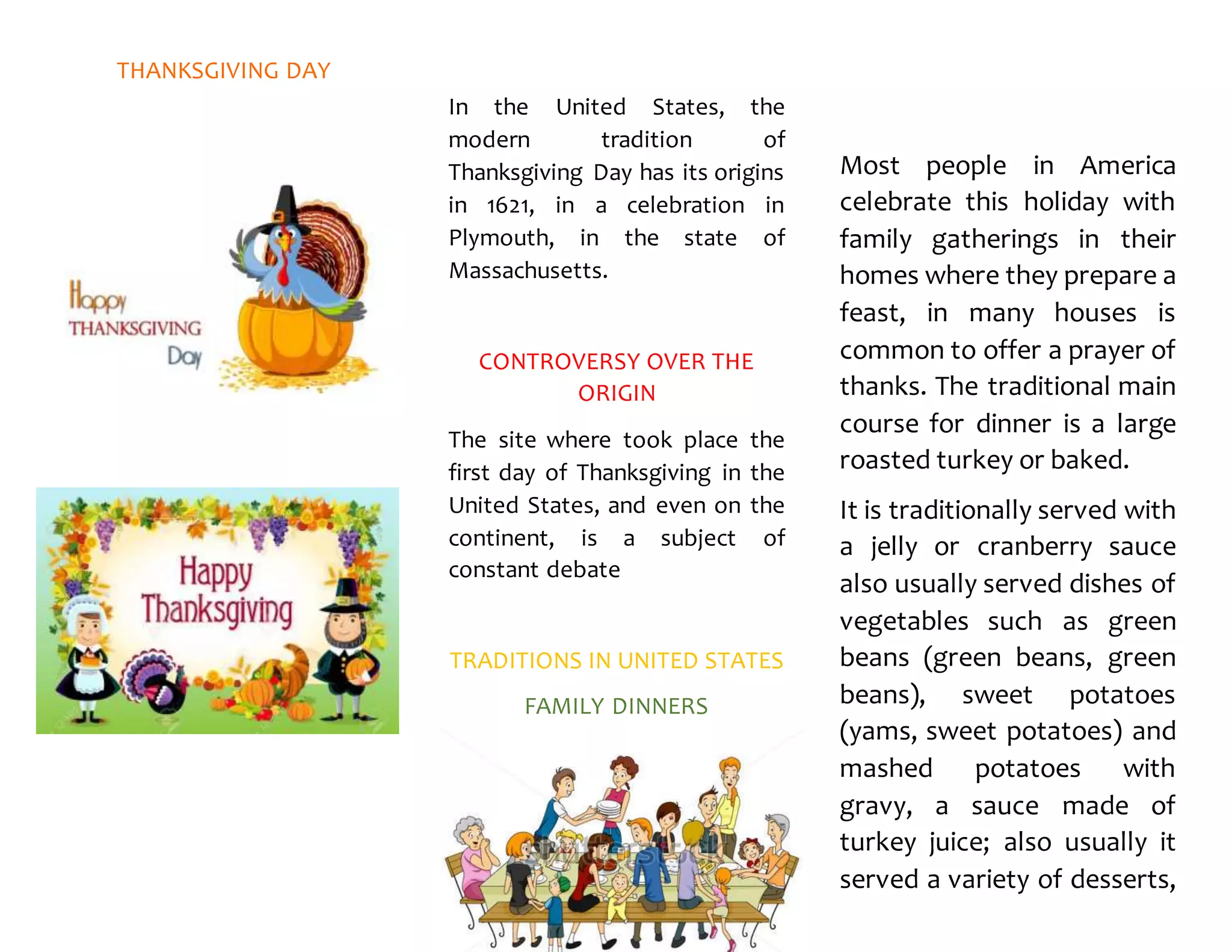 Brochure Thanksgiving day ( Folletos sobre acción de gracias) | DOCX