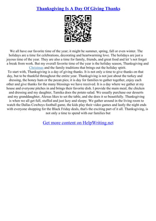 Thanksgiving Day Essay | PDF