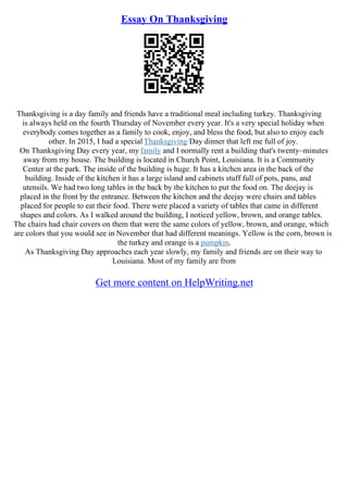 Thanksgiving Essay Topics | PDF