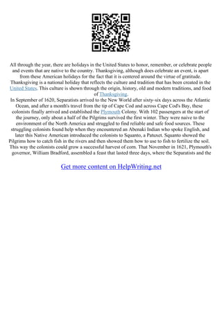 Thanksgiving Essay Topics | PDF