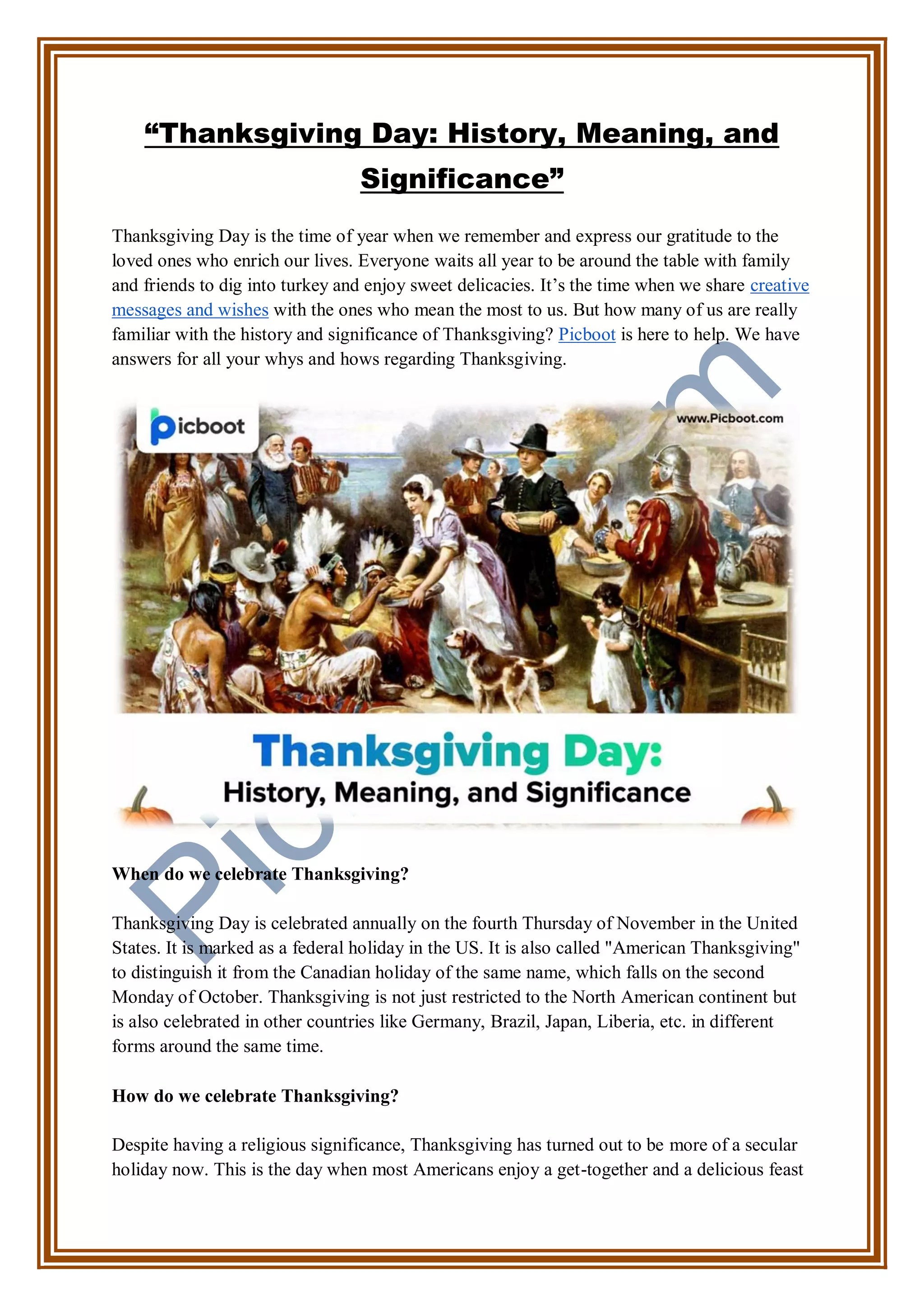 Thanksgiving History | PDF