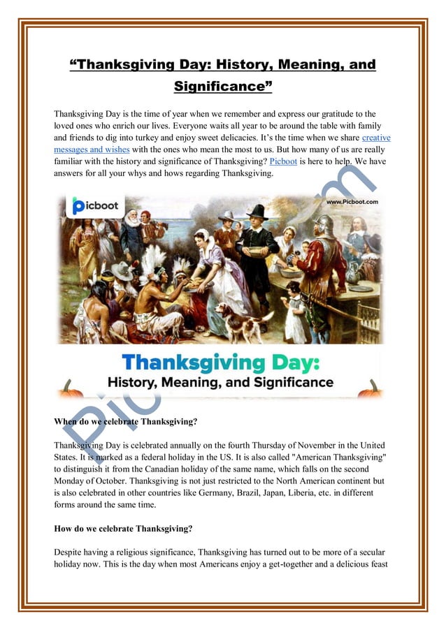 Thanksgiving History | PDF