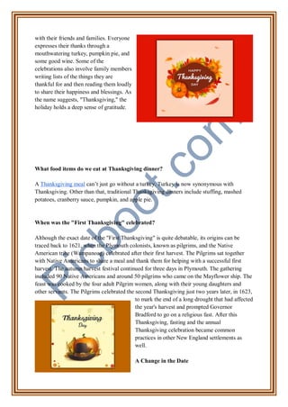 Thanksgiving History | PDF