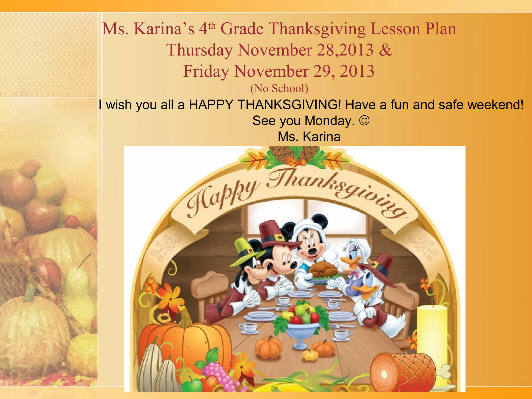 Thanksgiving lesson plans | PPT