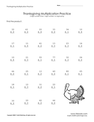 Thanksgivingmultiplicationpractice1 | PDF