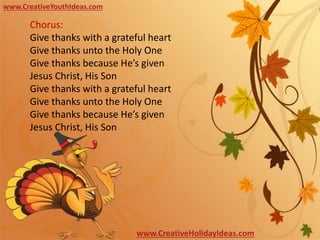 Thanksgiving Party Activity - Songs of Thanksgiving - Give Thanks | PPTX