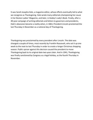 Thanksgiving story | PDF