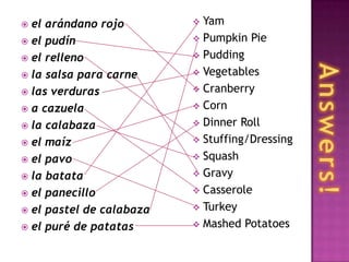Thanksgiving vocabulary slideshow | PPTX | National & Civic Holidays ...