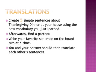 Thanksgiving vocabulary slideshow | PPTX | National & Civic Holidays ...