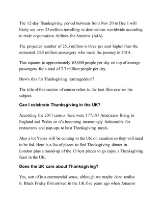 Thanksgiving what's the history of the holiday and why does the united ...