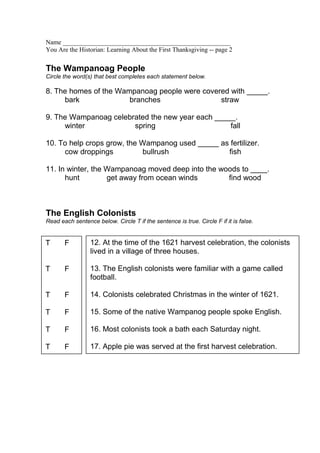 Thanksgivingworksheet | PDF