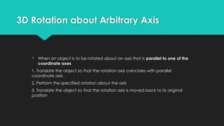 the power point presentataion for 3D rotation in computer graphics | PPT