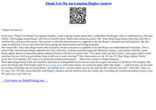 Langston Hughes Thank You Maam