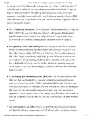 Thank You President Trump for Supporting Israel | PDF
