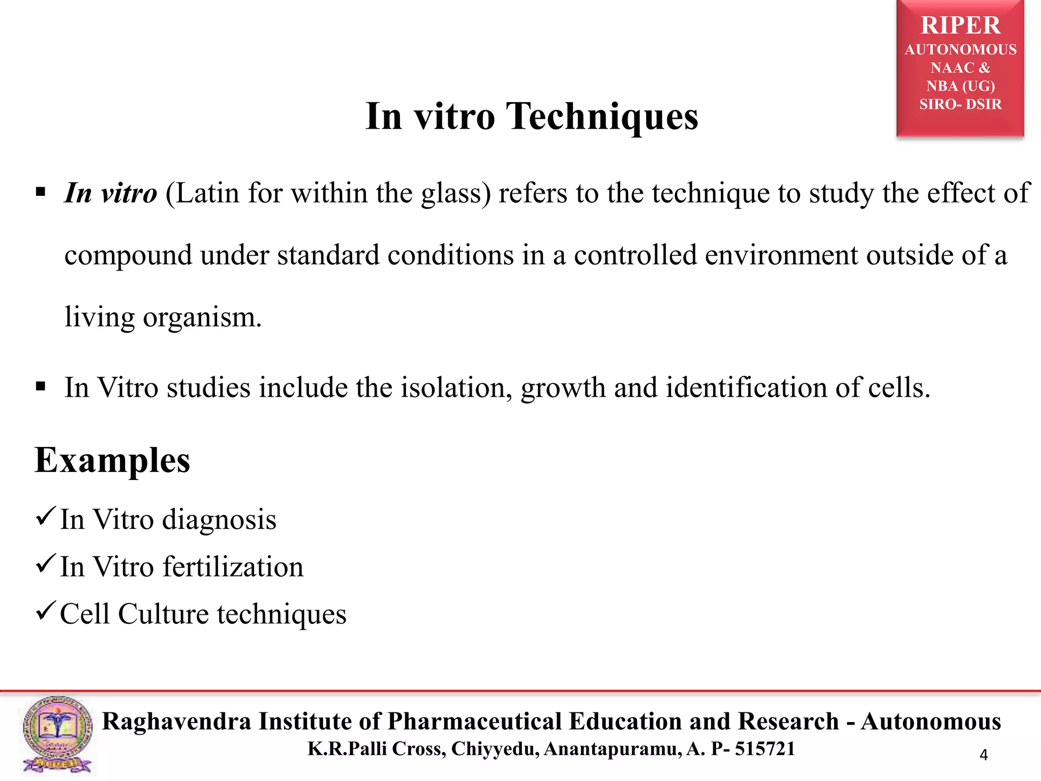 Analytical Methods In Invitro Techniques | PPT