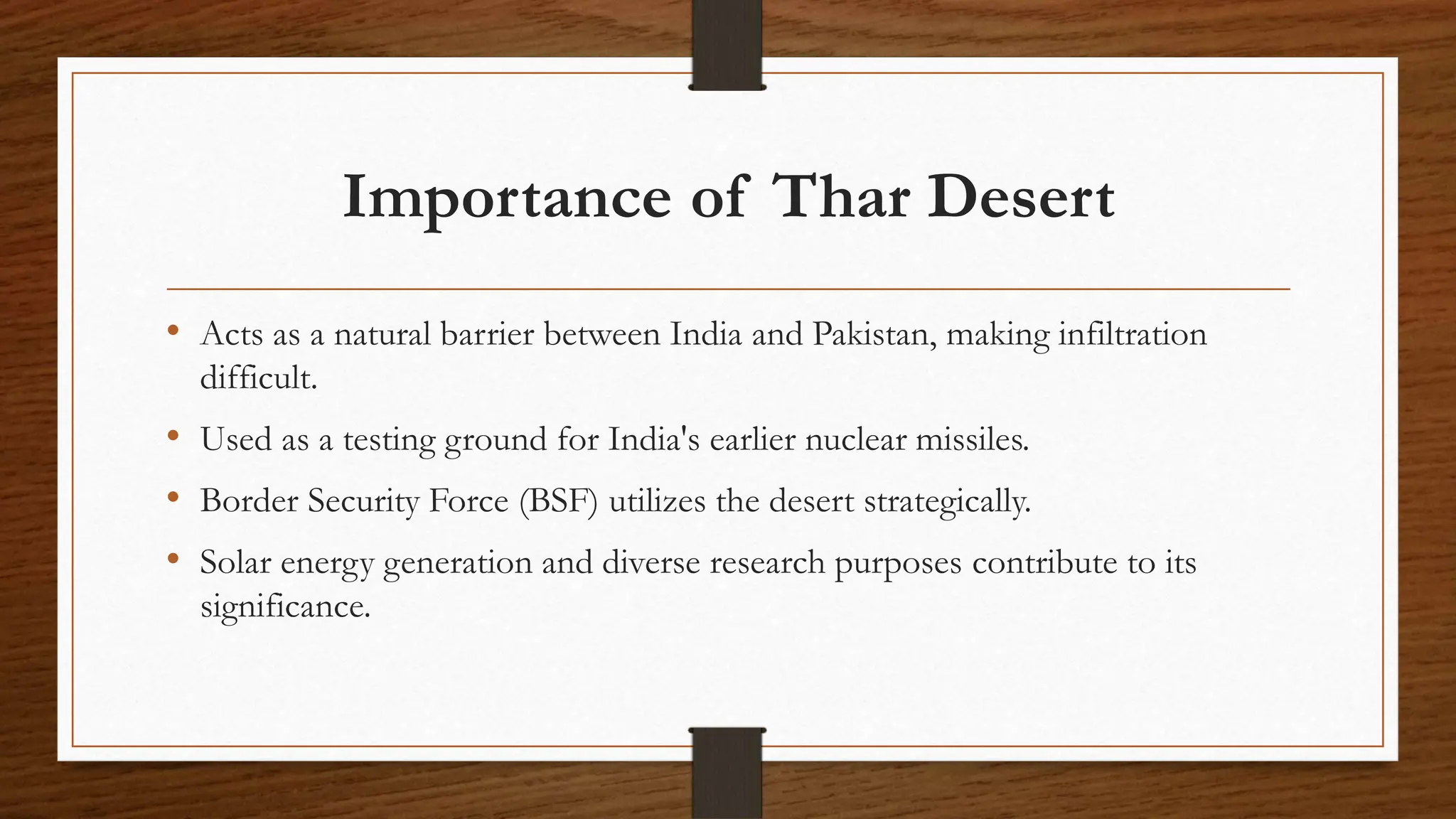 Thar Desert The Great Indian Desert: Life, Landscape, and Challenges | PDF