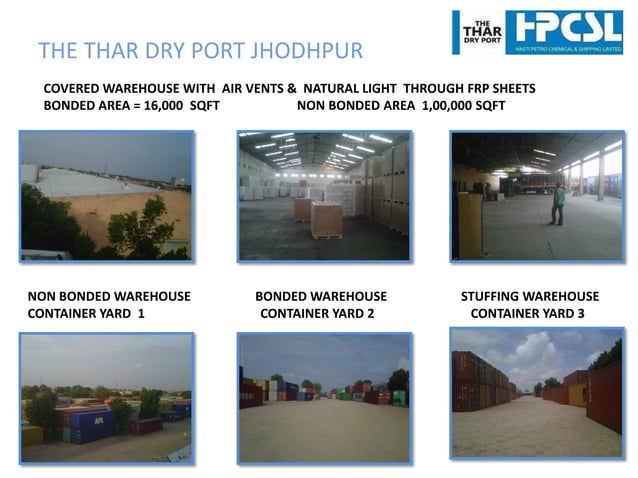 EXPORT IMPORT SHIPMENT VIA ICD THAR DRY PORT JODHPUR (RAJASTHAN) FROM ...