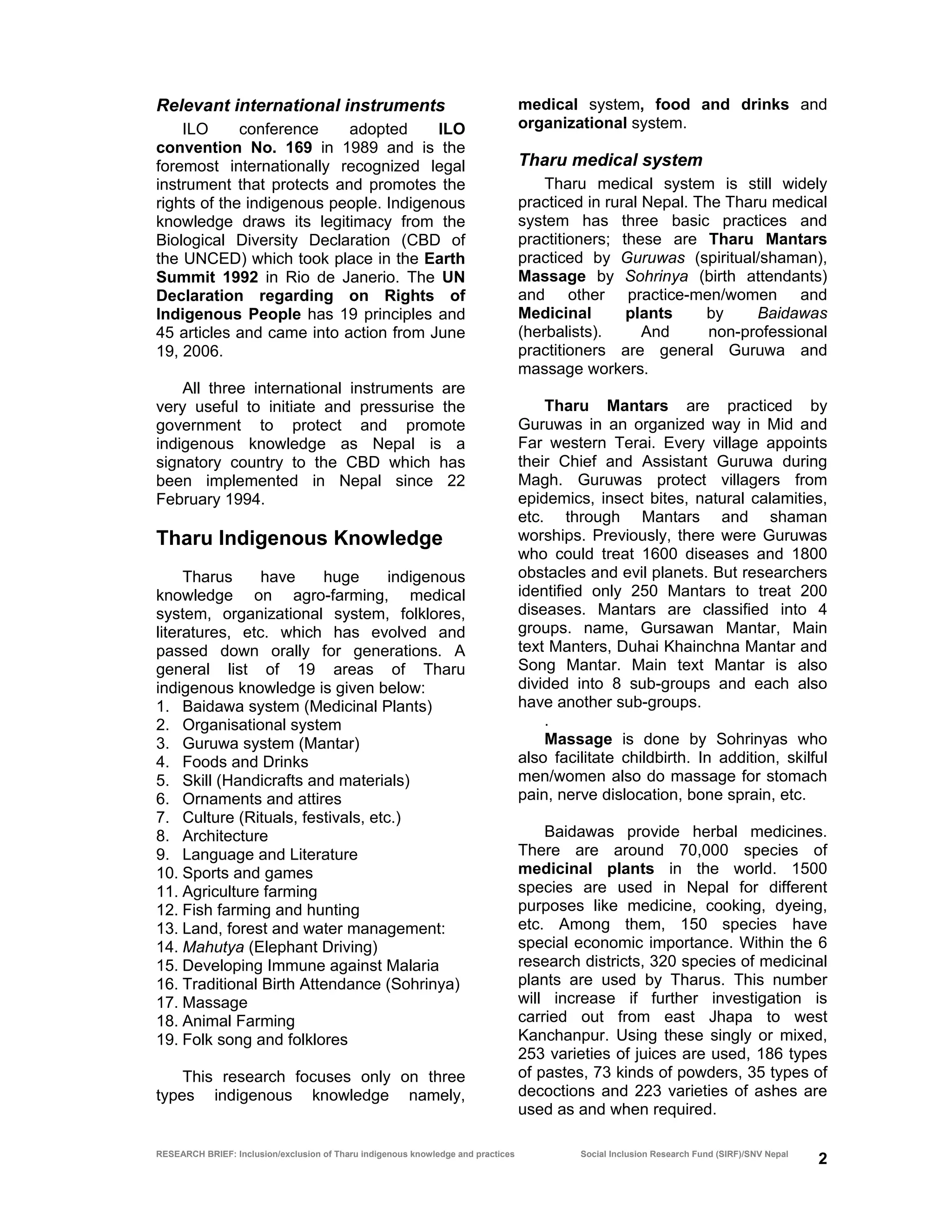 Tharu knowledge And Practices | PDF