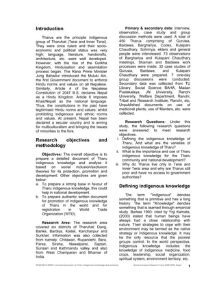 Tharu knowledge And Practices | PDF