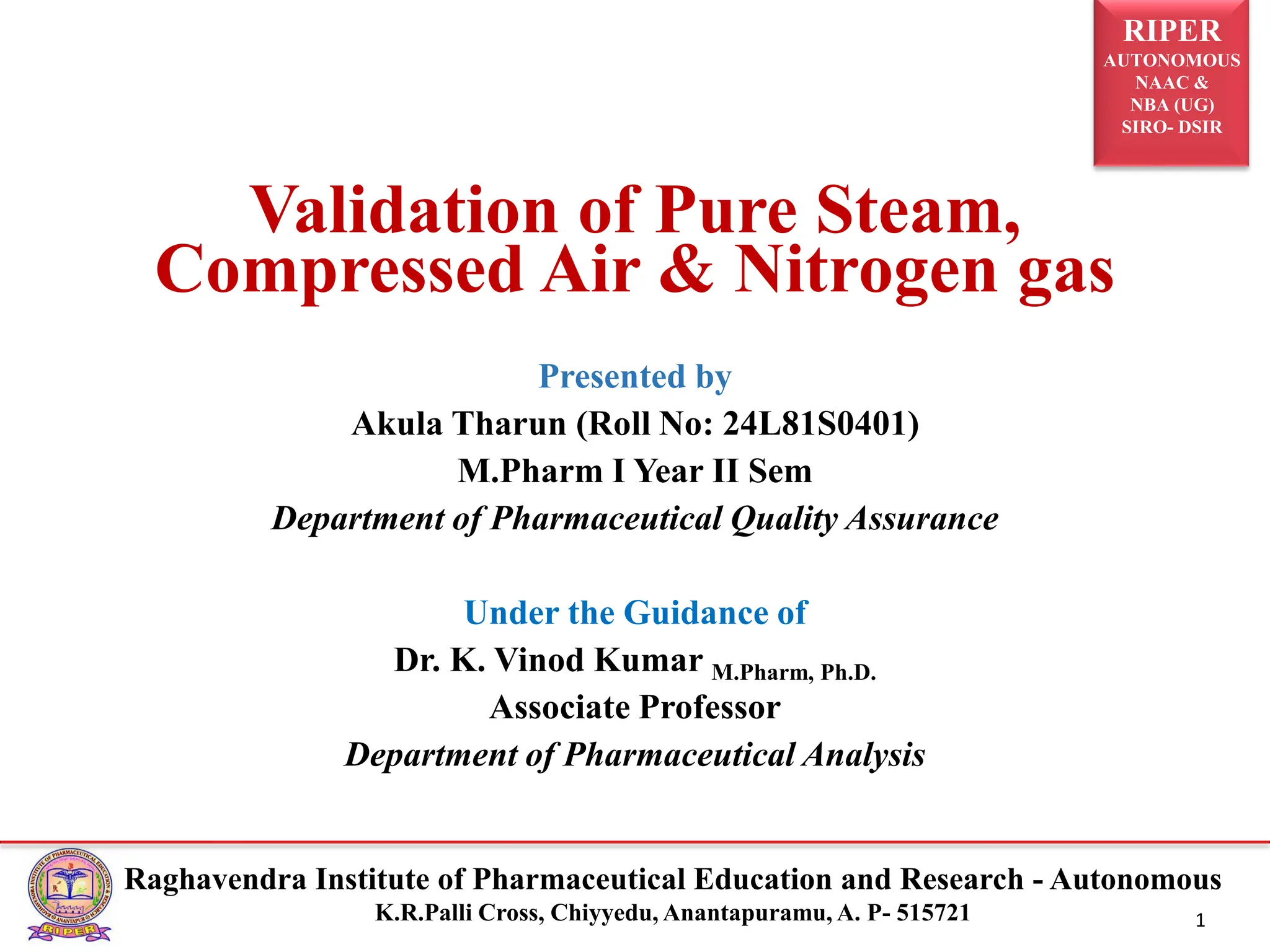 Validation of Pure Steam, Compressed Air and Nitrogen gas | PDF