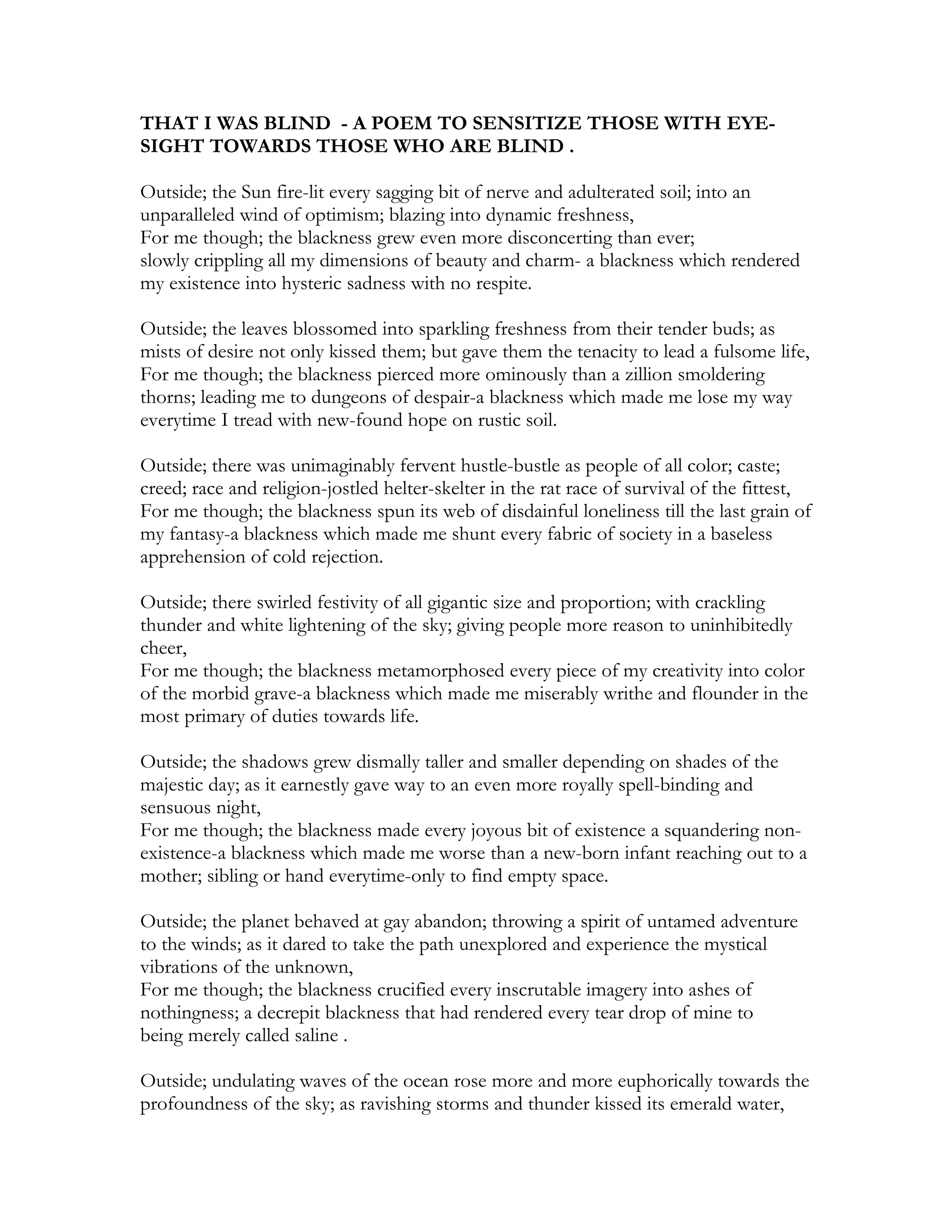 That I Was Blind - A Poem To Sensitize Those With Eye-Sight Towards ...