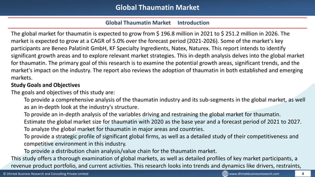 Thaumatin market | PPT