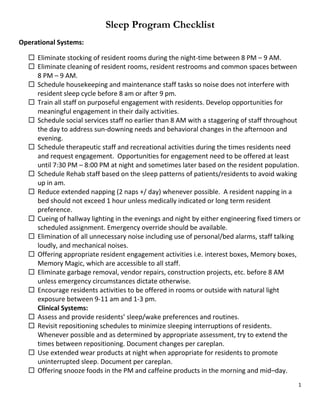 Catching Some ZZZs - sleep checklist | DOCX | Sleep Disorders ...