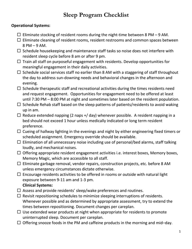 Catching Some ZZZs - sleep checklist | PDF