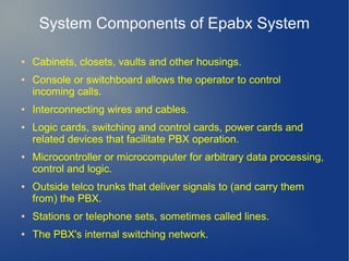 Function Of The Epabx System | ODP
