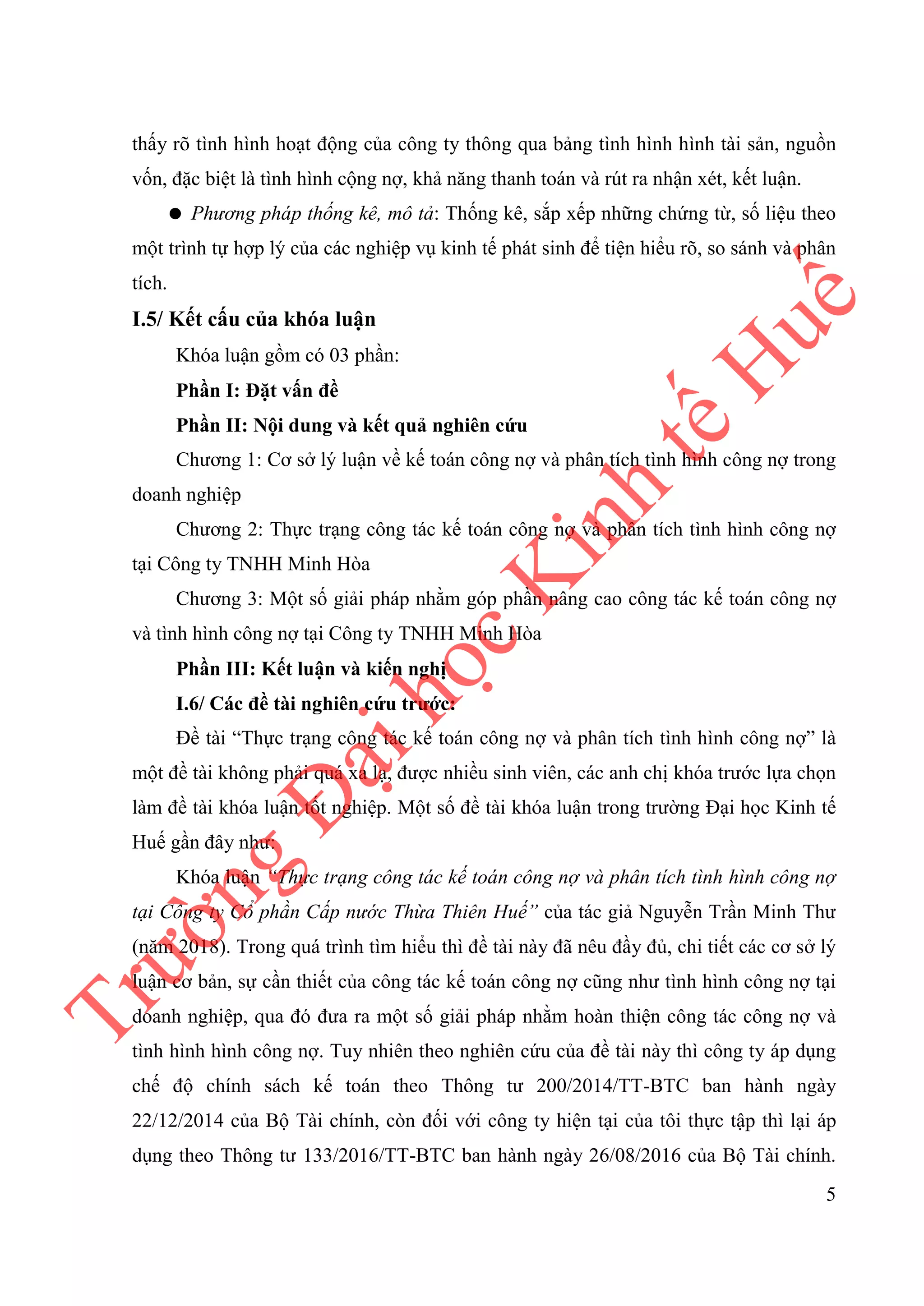 Thực trạng công tác kế toán công nợ và phân tích tình hình công nợ tại công ty tnhh minh hòa ...