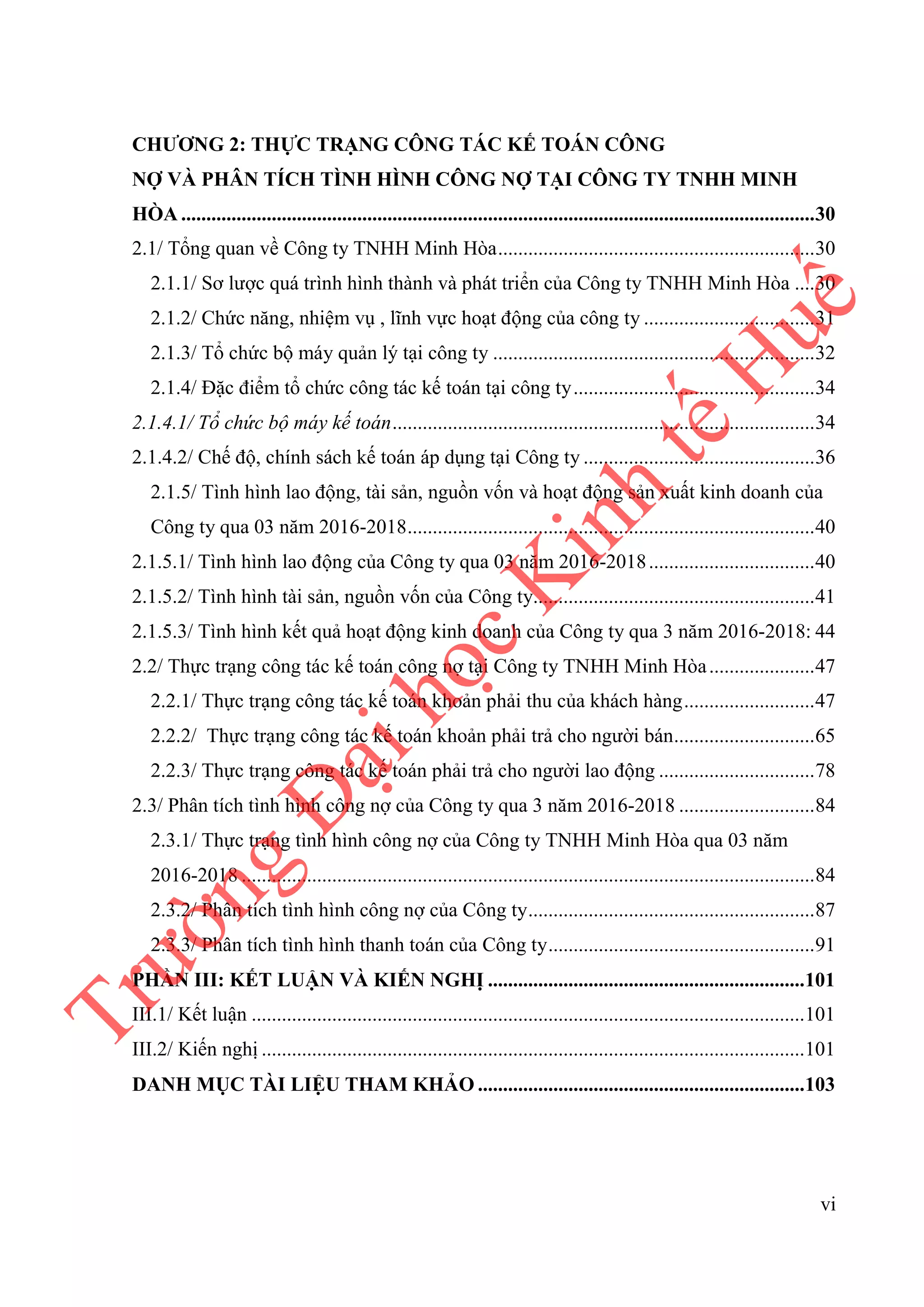 Thực trạng công tác kế toán công nợ và phân tích tình hình công nợ tại công ty tnhh minh hòa ...