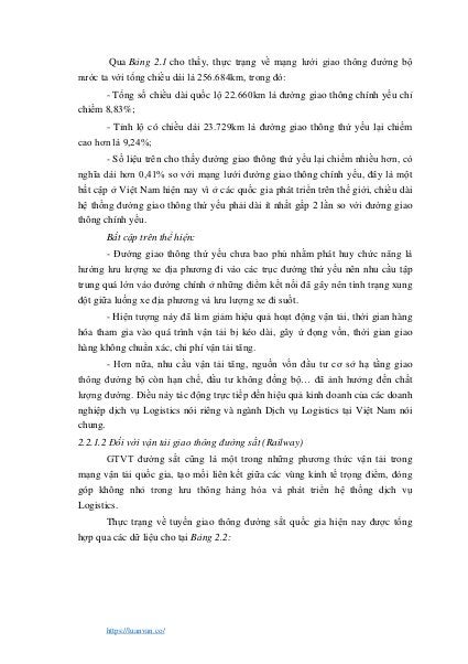 Đề án Thực trạng hoạt động các loại hình vận tải đa phương thức trong ngành logistics ở Việt Nam ...