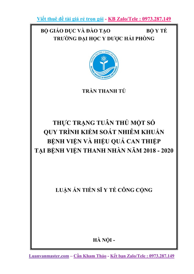 Thực trạng tuân thủ một số quy trình kiểm soát nhiễm khuẩn bệnh viện tại Bệnh viện Thanh Nhàn.docx
