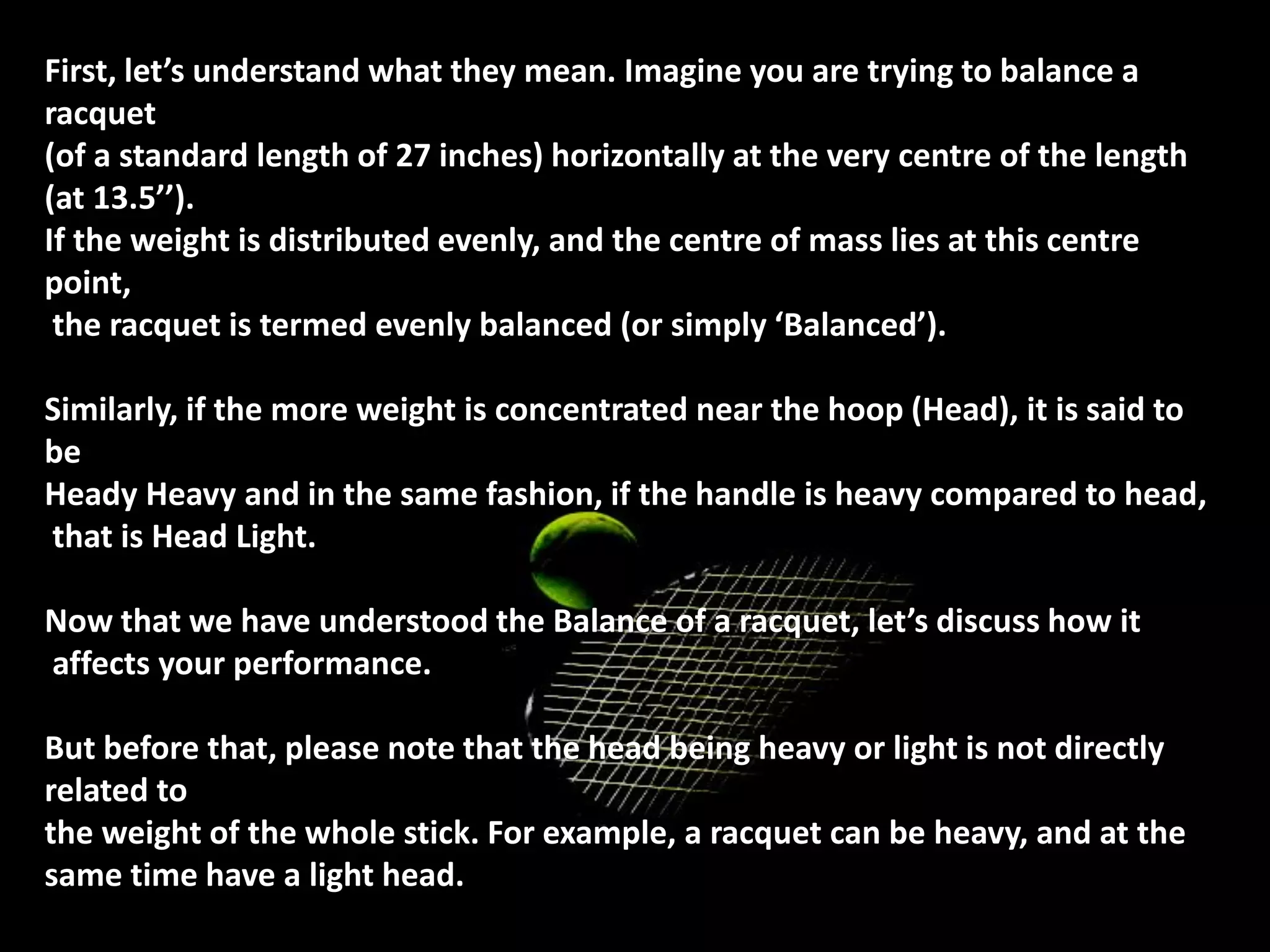 Tennis Racquet Balance Explained | PDF