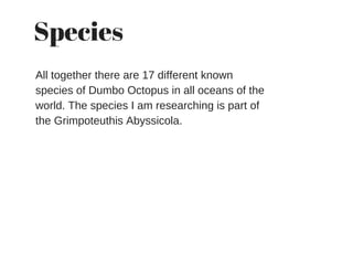 The Dumbo Octopus and Facts about it's species | PPT