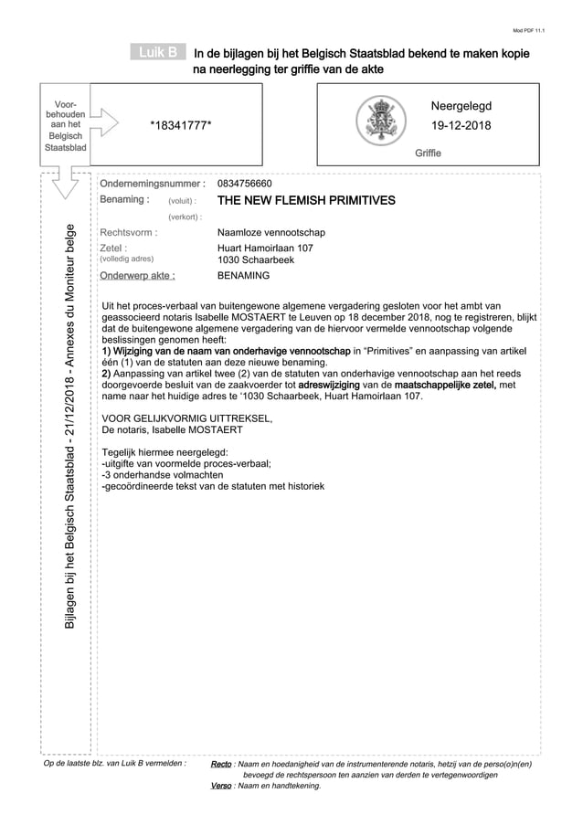 NV The New Flemish Primitives (TNFP) wijzigt naam | PDF | Free Download