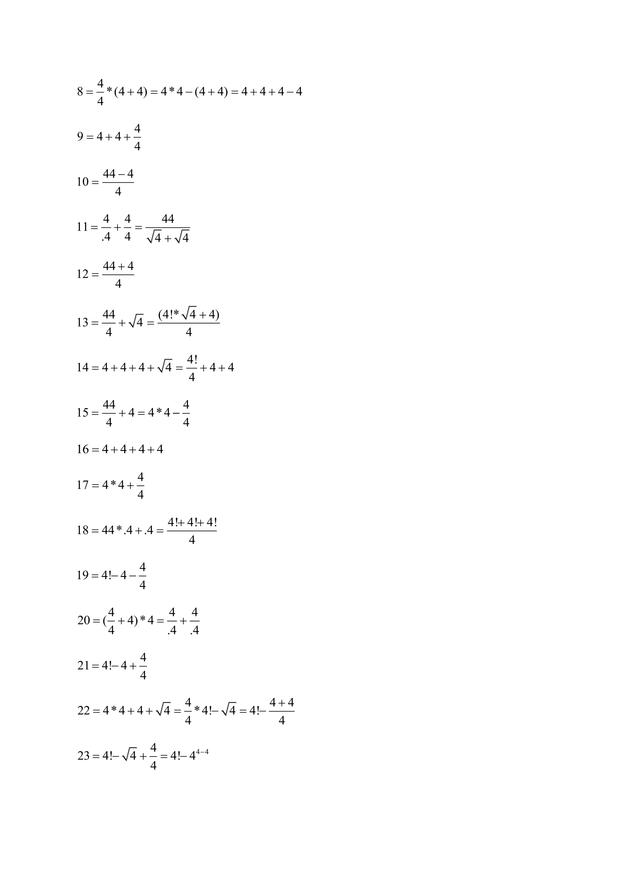 The four fours problem | PDF