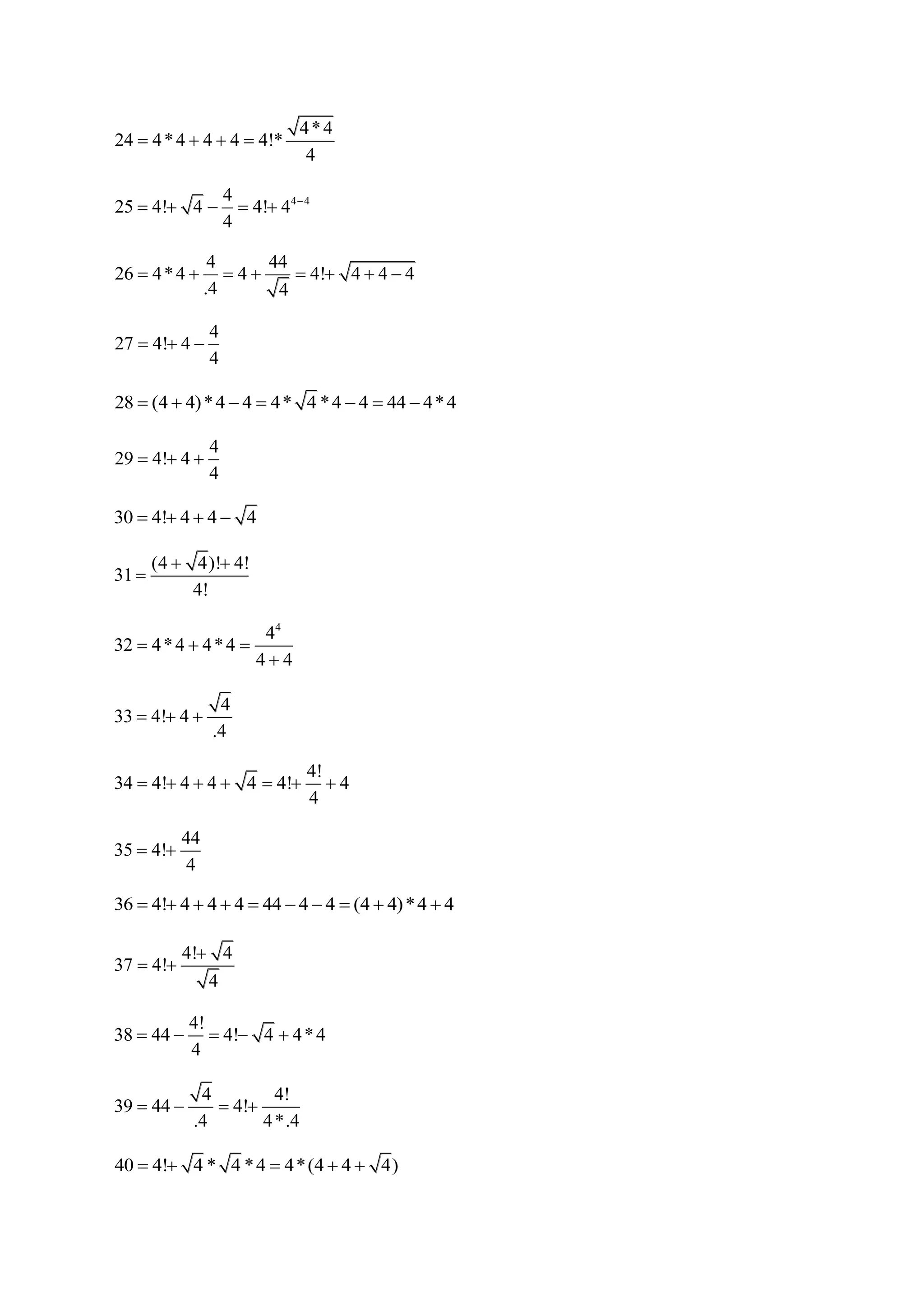 The four fours problem | PDF