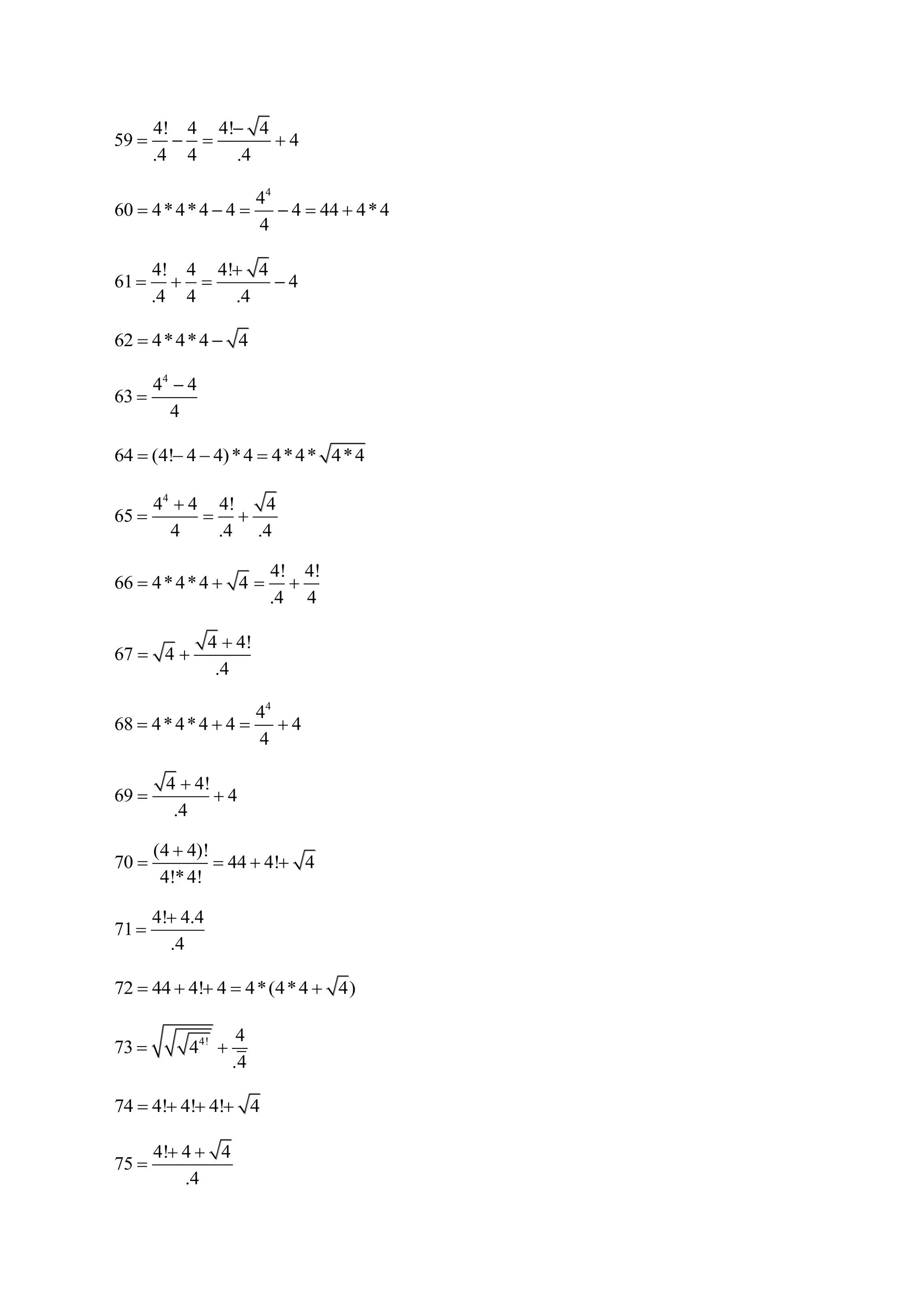 The four fours problem | PDF