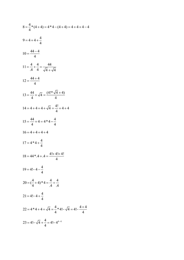 The four fours problem | PDF