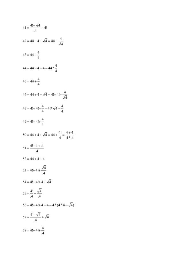 The four fours problem | PDF