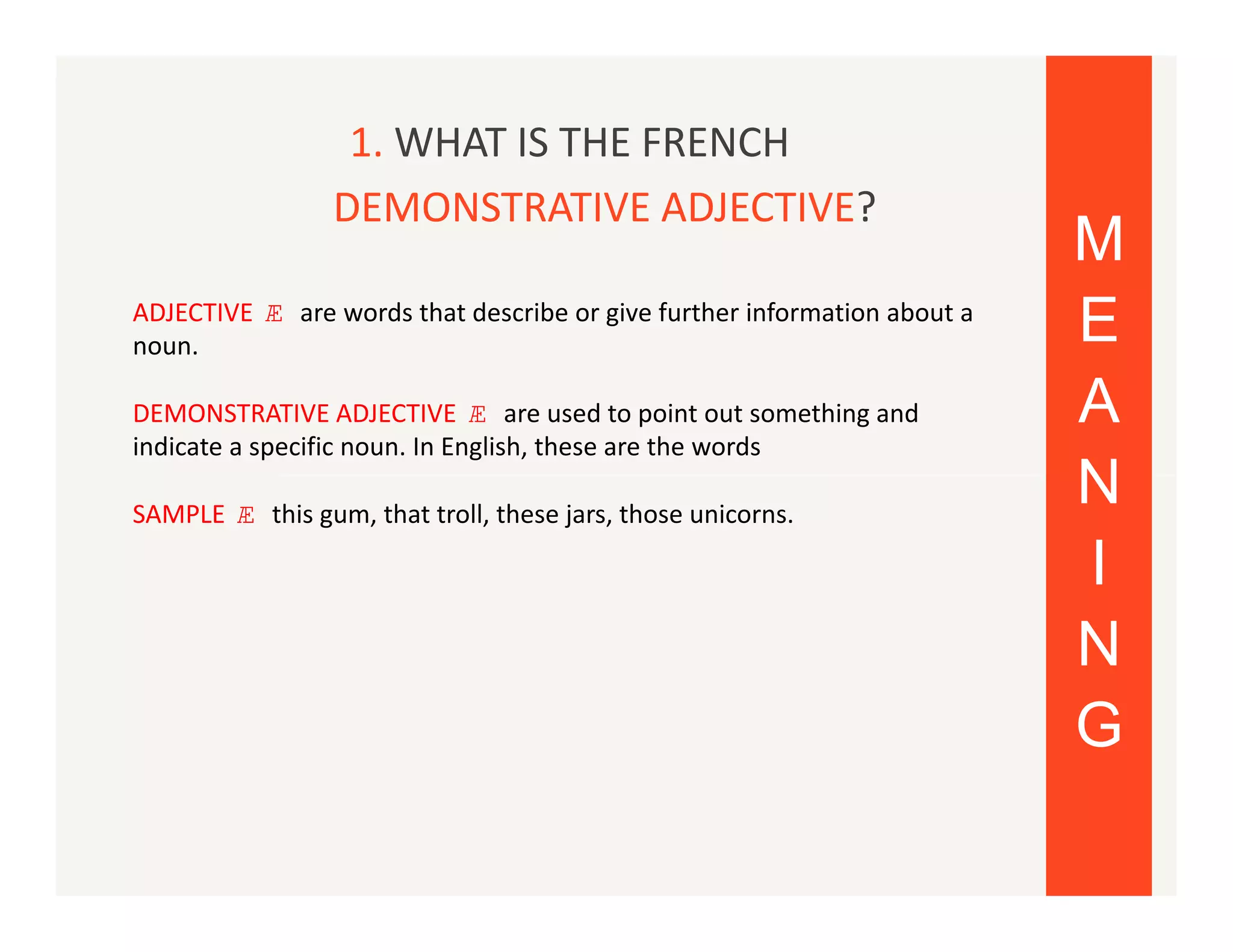 The french demonstrative adjectives and pronouns | PDF