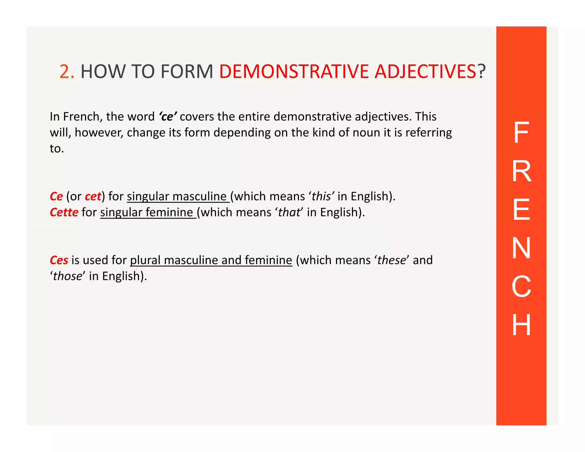 The french demonstrative adjectives and pronouns | PDF