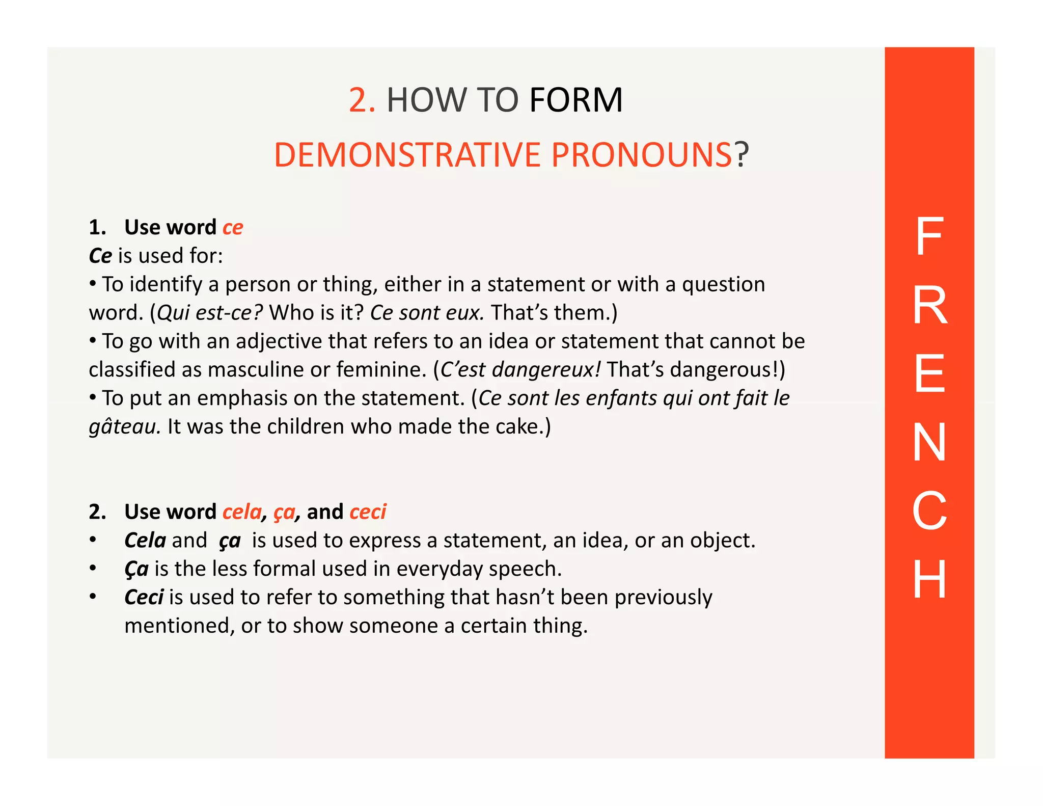 The french demonstrative adjectives and pronouns | PDF