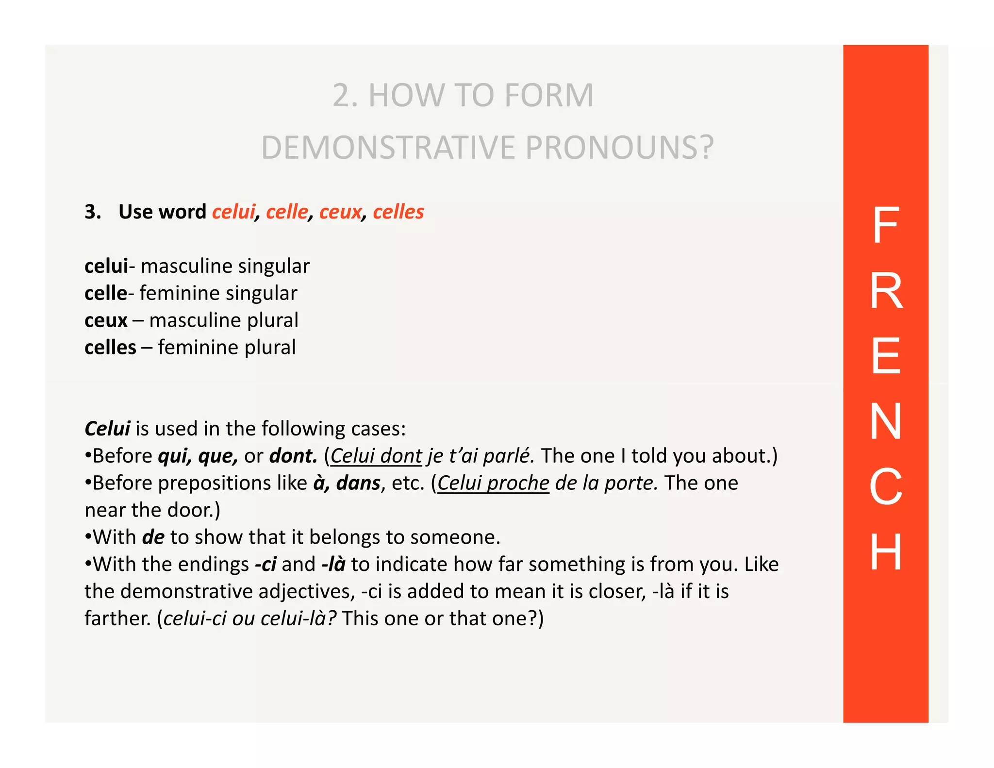 The french demonstrative adjectives and pronouns | PDF