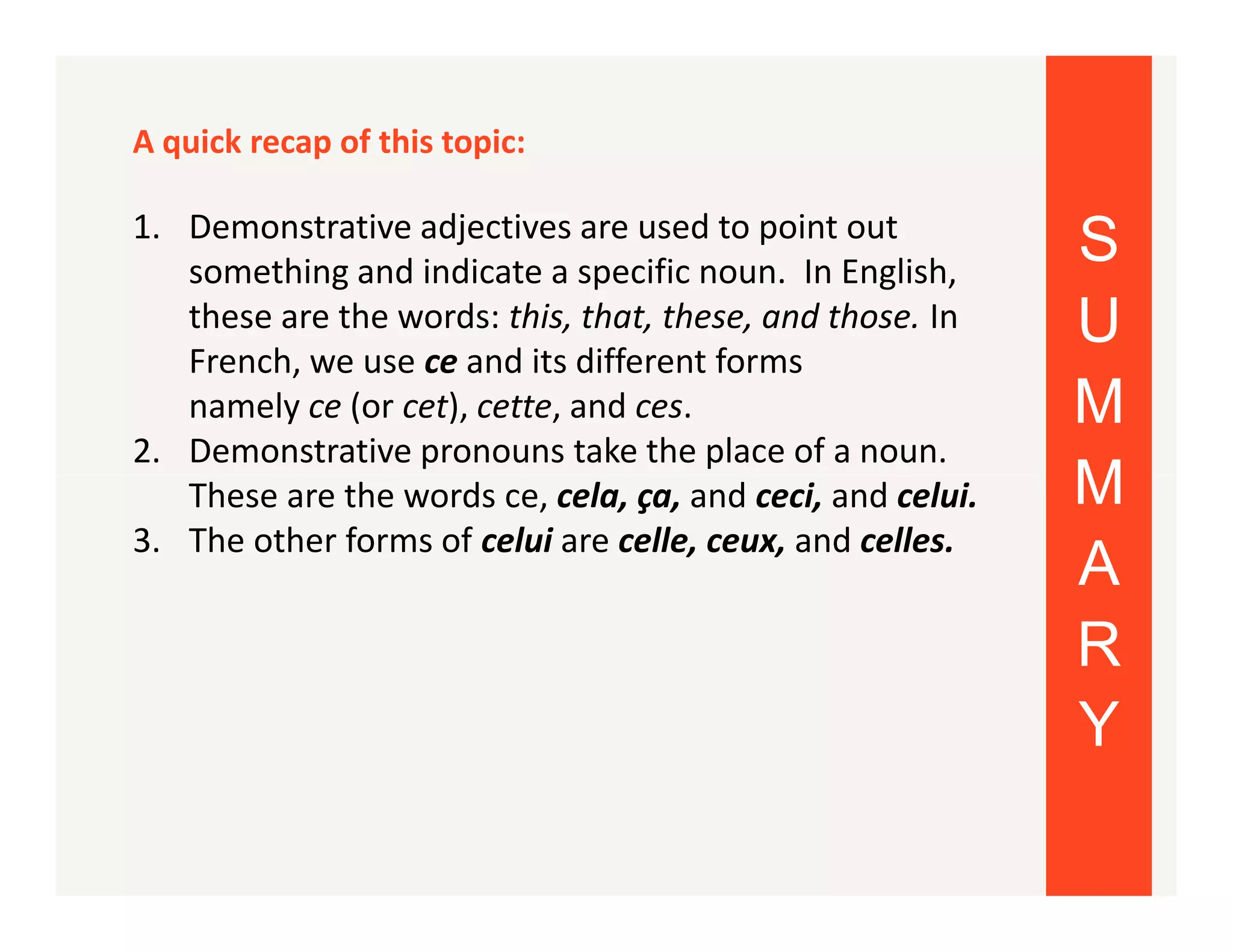 The french demonstrative adjectives and pronouns | PDF